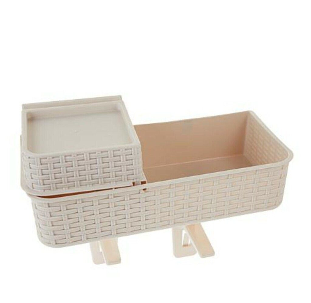 Basket Buddy 2 pack Rattan Look Organizing Shelves, White - Sofloria ...
