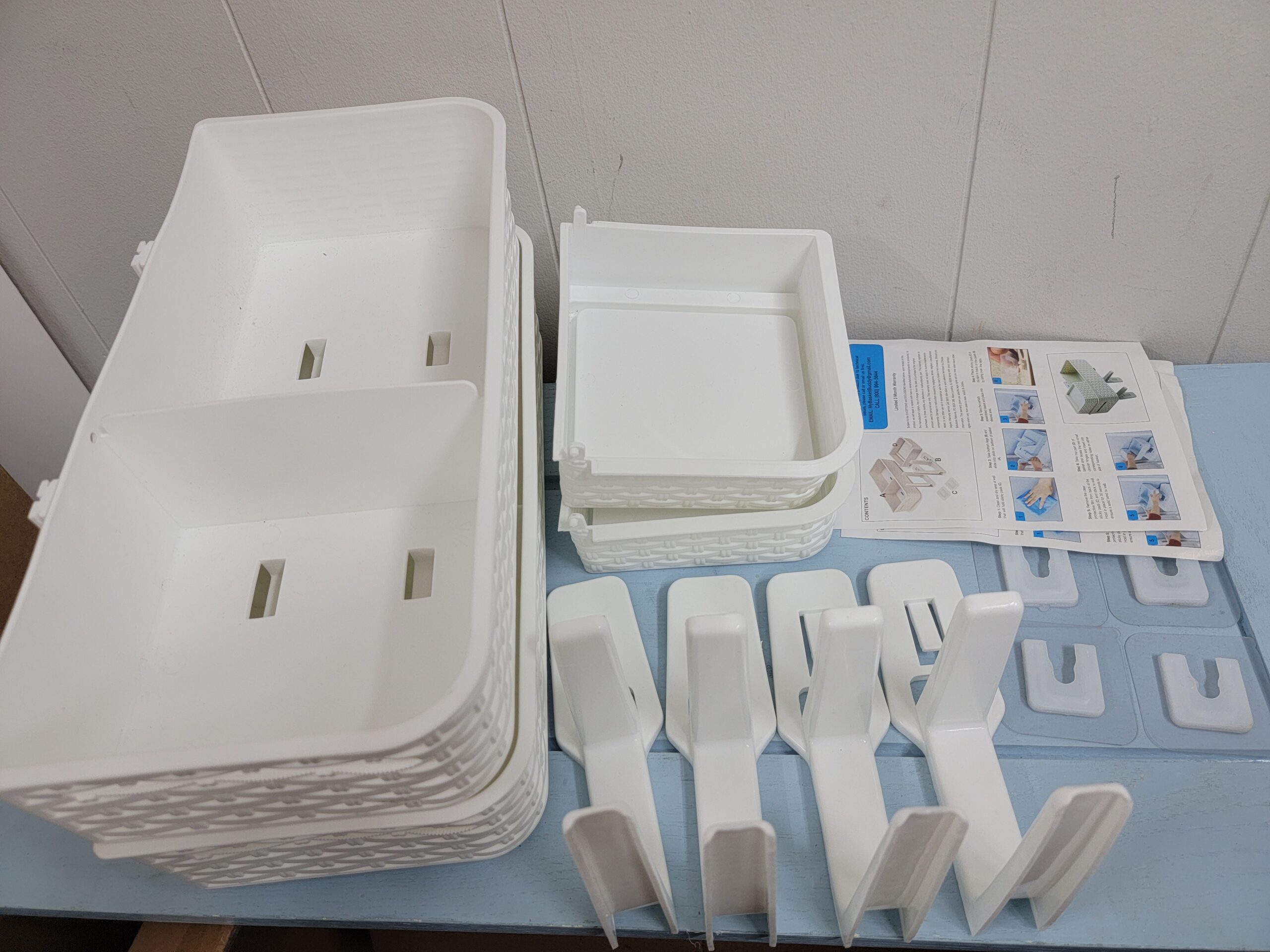 Basket Buddy 2 pack Rattan Look Organizing Shelves, White - Sofloria ...