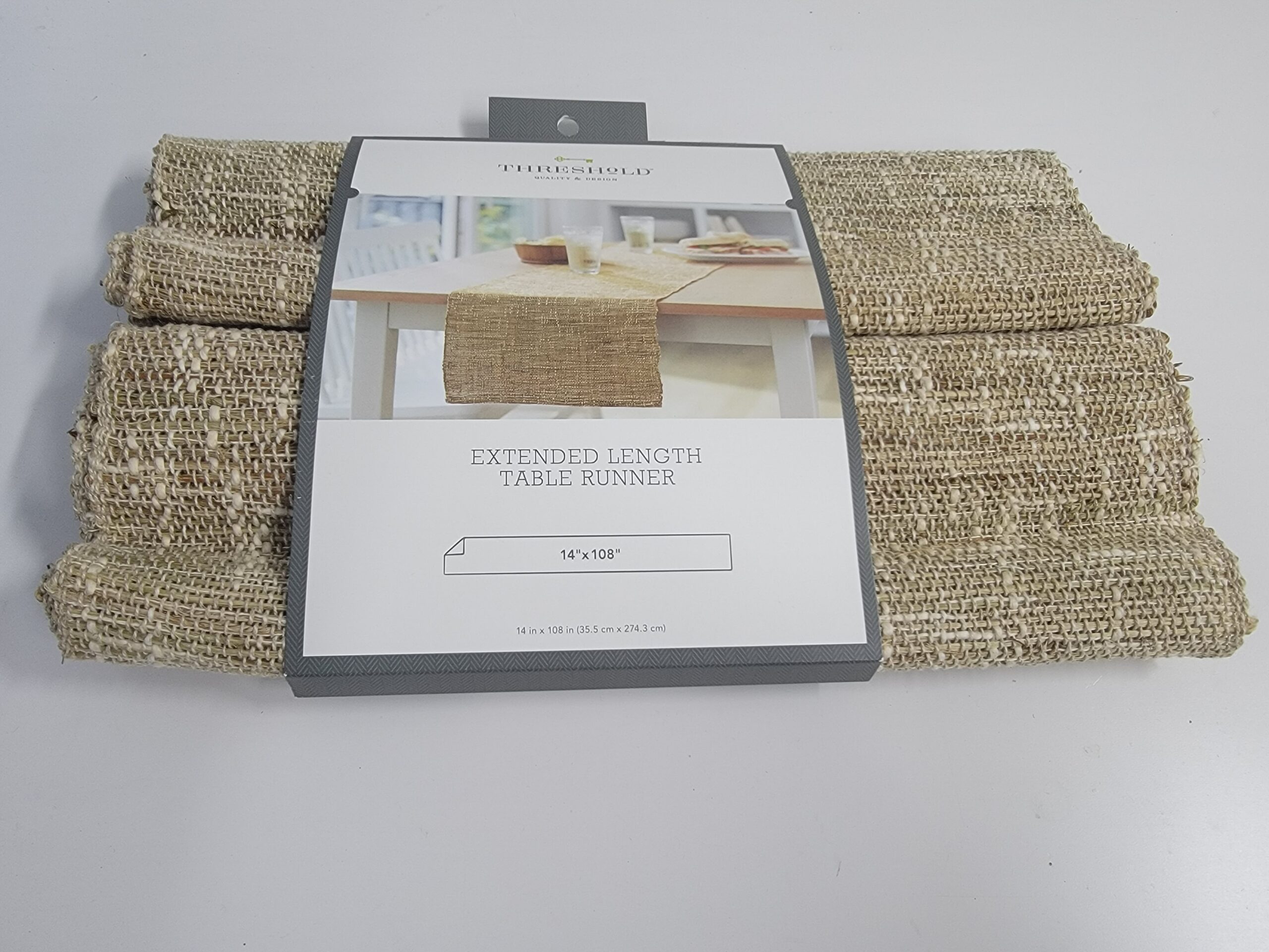 108" x 14" Ramie Table Runner Natural - Threshold - Sofloria Discount Store